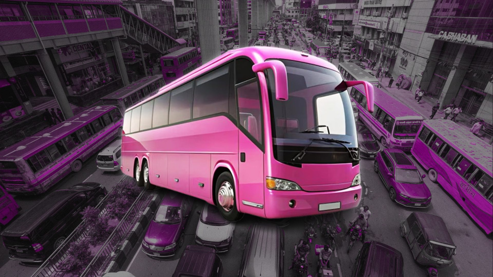 New ticket counter-based pink bus service to launch tomorrow in Dhaka